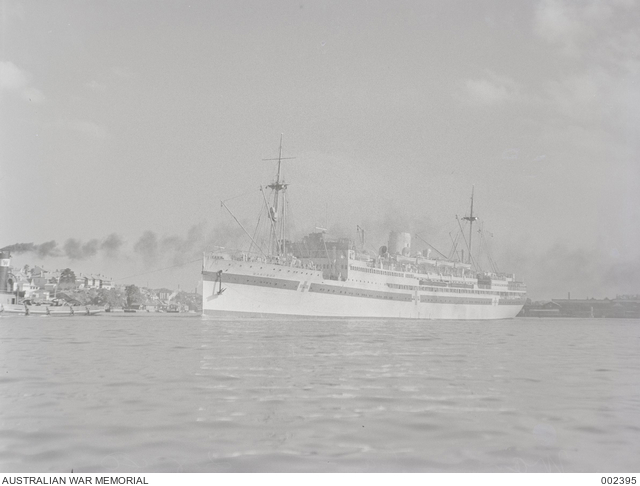 The 2/1st Australian Hospital ship Manunda on tow in the harbour. Well ...
