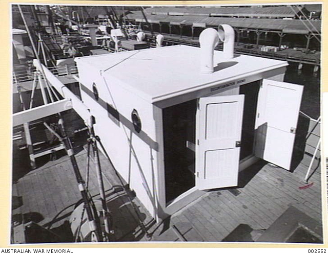 DECONTAMINATION ROOMS SHOWING ENTRANCES. HOSPITAL SHIP "MANUNDA ...