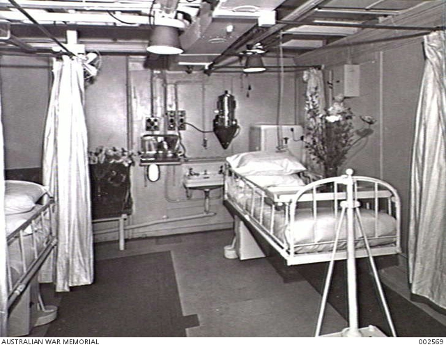 INTERIOR OF "A" WARD OF THE 2/1ST AUSTRALIAN HOSPITAL SHIP MANUNDA ...