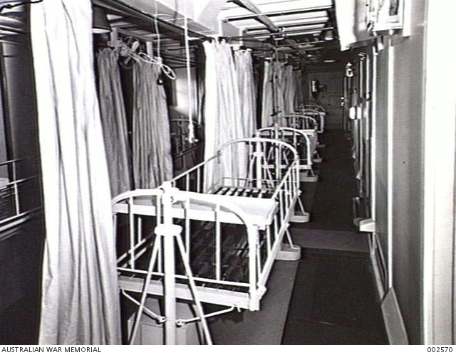 INTERIOR OF "B" WARD OF THE 2/1ST AUSTRALIAN HOSPITAL SHIP MANUNDA ...