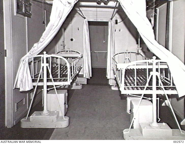 INTERIOR OF "C" WARD AND ENTRANCE TO THE MASSAGE ROOM ABOARD THE 2/1ST ...