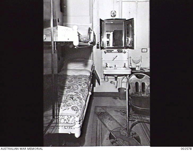 CABIN 103 ABOARD THE 2/1ST AUSTRALIAN HOSPITAL SHIP MANUNDA. THE VESSEL ...