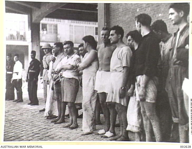 Survivors from the Italian cruiser Bartolomeo Colleoni, sunk in action ...