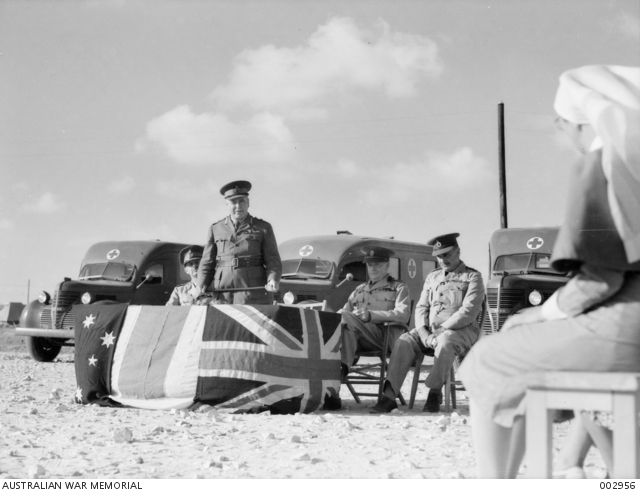 GAZA RIDGE - GENERAL BLAMEY ACCEPTS THE 6 AMBULANCES DONATED BY THE RED ...