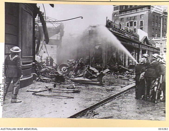NAZI RAIDER BROUGHT DOWN IN LONDON DURING TO-DAY'S RAID. (NEGATIVE BY B ...