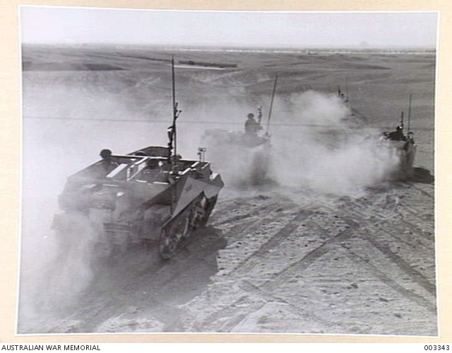 FULL SPEED AHEAD WITH THE DUST ARISING IN THEIR WAKE. | Australian War ...