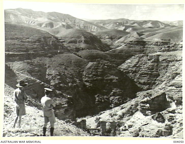 RUINS IN THE GORGE OF THE WADI KELT THE VALLEY OF ACHOR. THIS WADI WAS ...