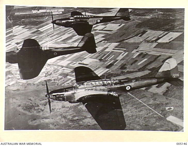 A FORMATION OF "BATTLE" BOMBERS. THESE ARE THE FASTEST SINGLE ENGINED ...