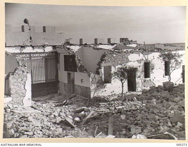 FORT CAPUZZO, LIBYA. THE RUINS OF THE FORT AFTER THE HEAVY BOMBARDMENT ...
