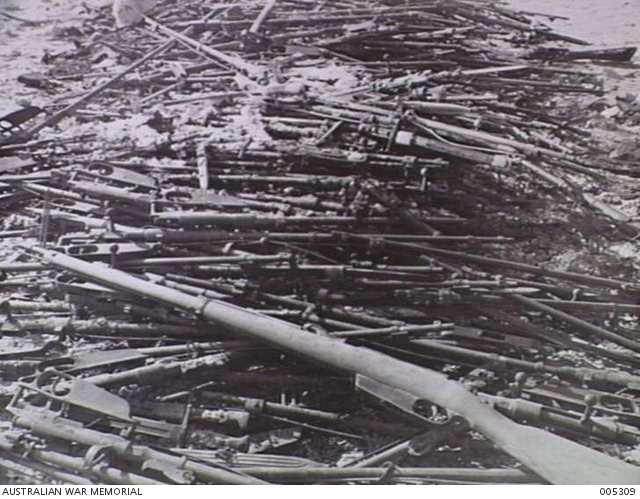 BARDIA - HUNDREDS OF ITALIAN RIFLES ETC. WERE STACKED IN HEAPS AND ...