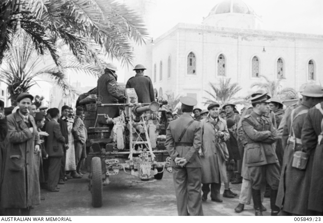 Australian troops and civilians in the Civic Square of Benghazi after ...