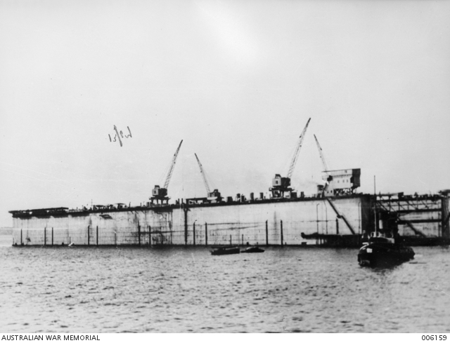SINGAPORE NAVAL BASE. THE HUGE FLOATING DOCK. | Australian War Memorial