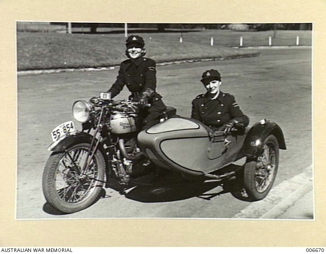 MRS MARGARET GOLDER (ON ROYAL ENFIELD MOTOR CYCLE, NSW REGISTRATION 55 ...