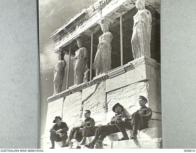 ATHENS. AT THE ACROPOLIS - THE MAIDENS AND THE AUSSIES. (NEGATIVE BY G ...