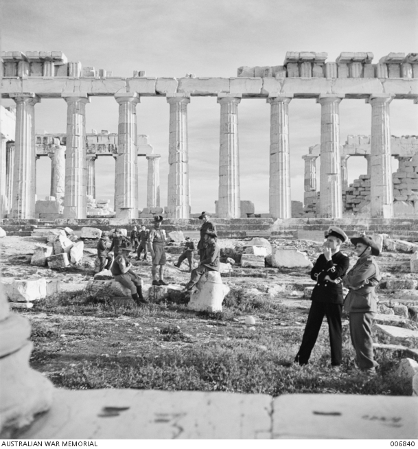 ATHENS. AUSTRALIAN TROOPS AT THE ACROPOLIS. (NEGATIVE BY G. SILK ...
