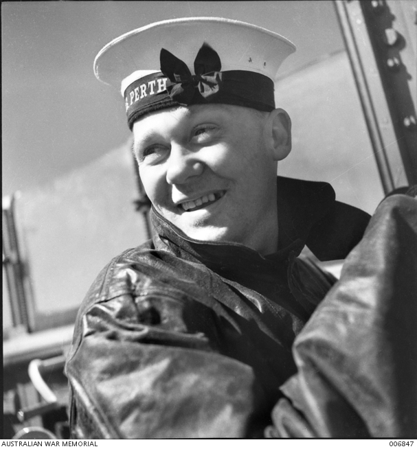 SIGNALMAN J. WILLIS RAN, FROM SYDNEY, NSW, ON BOARD HMAS PERTH ...