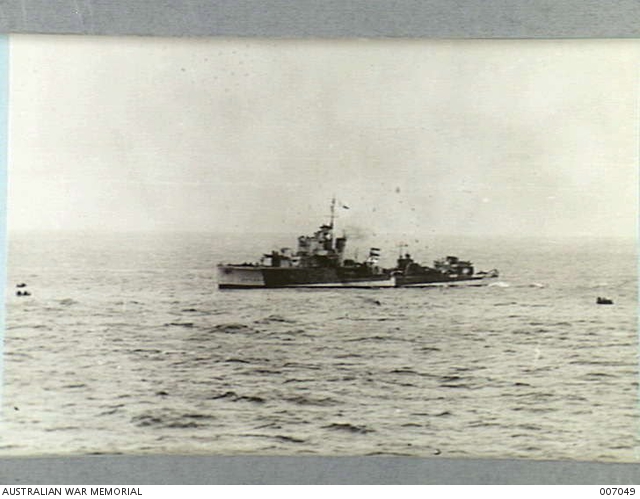 THE BATTLE OF MATAPAN. A BRITISH VESSEL ENDEAVOURS TO PICK UP ITALIAN ...