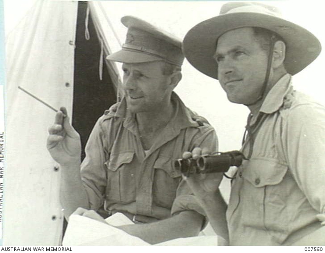 TOBRUK. LIEUTENANT C.A. SMITH (WITH CAP) AND (WITH HAT) CAPTAIN T ...