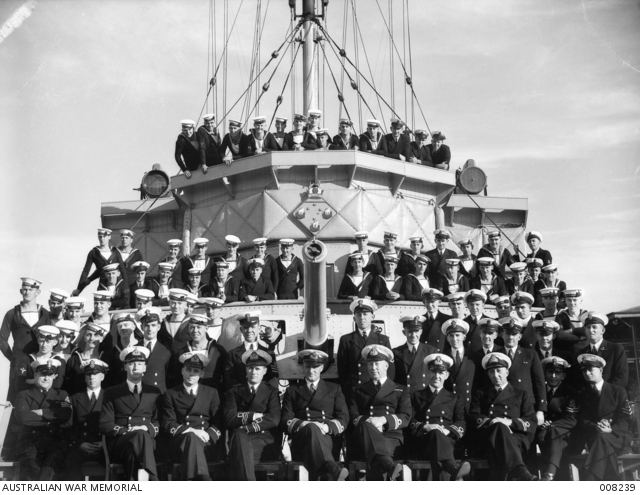 GROUP PORTRAIT OF THE SHIP'S COMPANY, THE ENTIRE CREW, OF HMAS DOOMBA ...