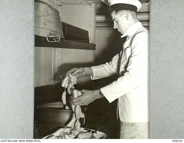 H.M.A.S. DOOMBA. SAUSAGES FOR BREAKFAST. | Australian War Memorial
