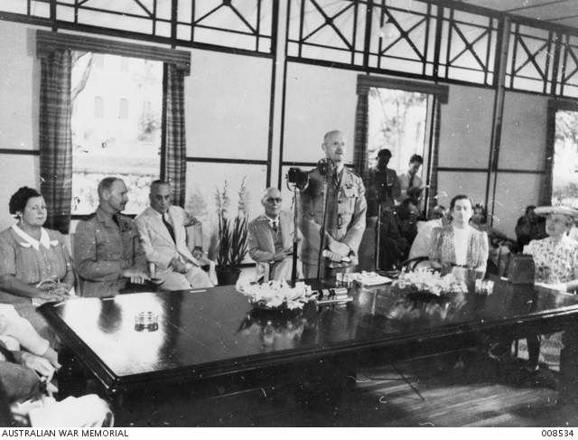 SINGAPORE. MAJOR GENERAL GORDON BENNETT SPEAKING AT THE OPENING OF THE ...