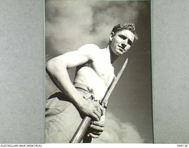 DARLEY CAMP, NEAR BACCHUS MARSH, VICTORIA. PTE. BILL DAVIS DURING ...