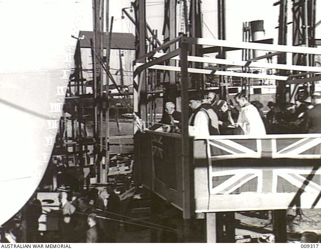 LAUNCHING OF H.M.A.S. DELORAINE (CORVETTE) AT MORT'S DOCK. LAUNCHING ...