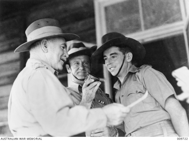 PALESTINE. GENERAL BLAMEY CHATTING TO ONE OF THE MEN WHO ESCAPED FROM ...
