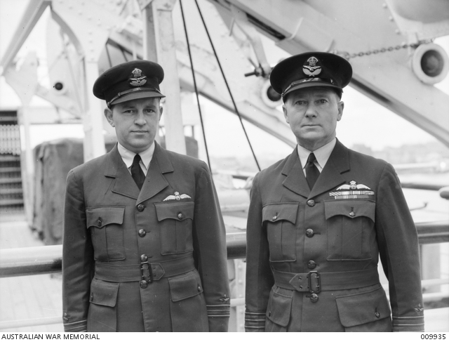 RAAF EMBARKATION. WING COMMANDER A. RICHARDS AND ACTING WING COMMANDER ...
