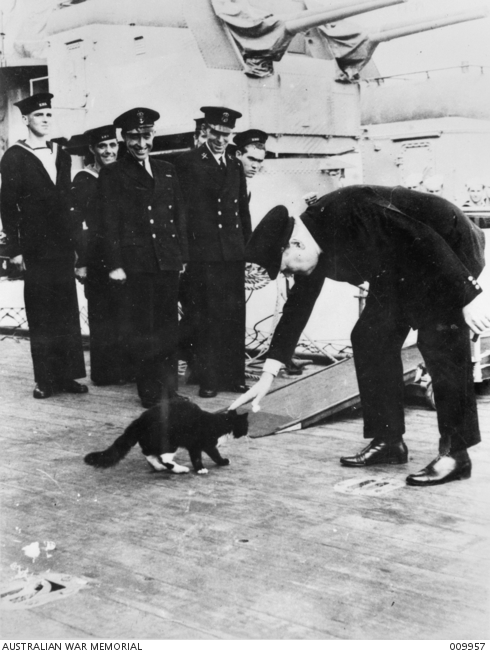 BRITISH PRIME MINISTER MR. WINSTON CHURCHILL, STOPPED TO STROKE THE ...