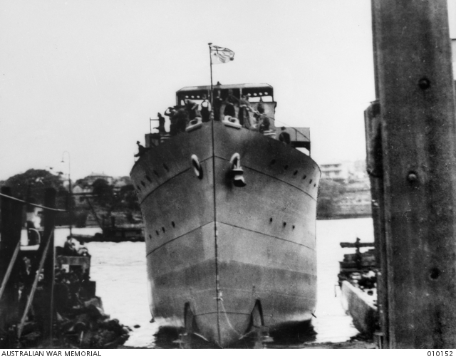 LAUNCHING OF H.M.A.S. CESSNOCK, COCKATOO ISLAND DOCKYARD SYDNEY. H.M.A ...