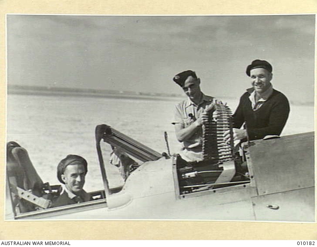 MIDDLE EAST. WITH THE AUSTRALIAN SQUADRON WHO FLY AMERICAN BUILT ...