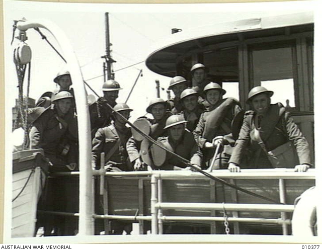 SYDNEY EMBARKATION. OFFICERS ON FERRY. (2/1ST, 5TH AND 6TH FIELD ...