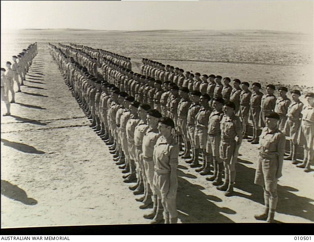 Rows of members of the 6th Australian Divisional Cavalry Regiment on ...