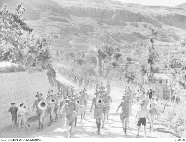 THE 2/27TH BATTALION MARCHING TOWARDS THE VILLAGE OF HAMMANA EN ROUTE ...