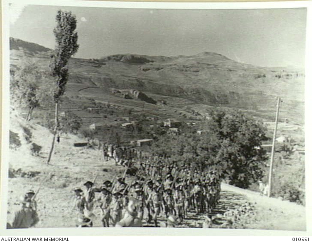 THE 2/27TH BATTALION MARCHING TOWARDS THE VILLAGE OF HAMMANA EN ROUTE ...
