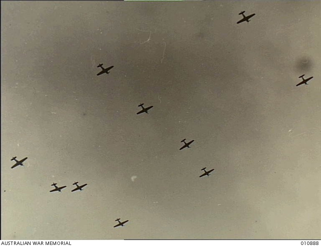 Western Desert. A formation of Tomahawk fighter aircraft of No 3 ...