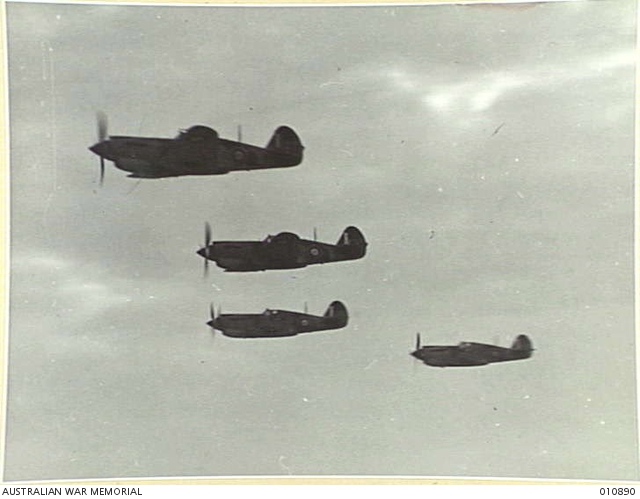 Western Desert. Four Tomahawk fighter aircraft of No 3 Squadron RAAF ...