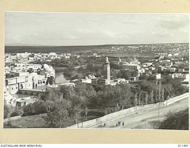 SYRIA. A LONG SHOT VIEW OF THE TOWN OF HAMA. THE BIG WHEEL CAN BE ...