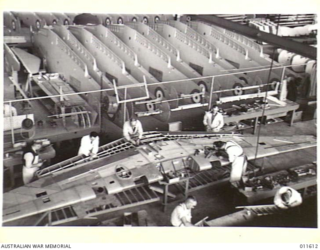 GENERAL MOTORS. FISHERMANS BEND. A SECTION OF THE WING ASSEMBLY AREA IN ...