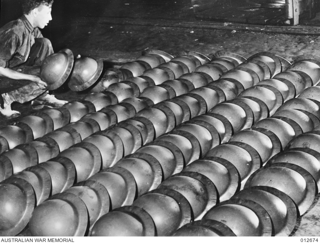STEEL HELMET MANUFACTURE IN AUSTRALIA. HELMETS ARE THOROUGHLY LACQUERED ...