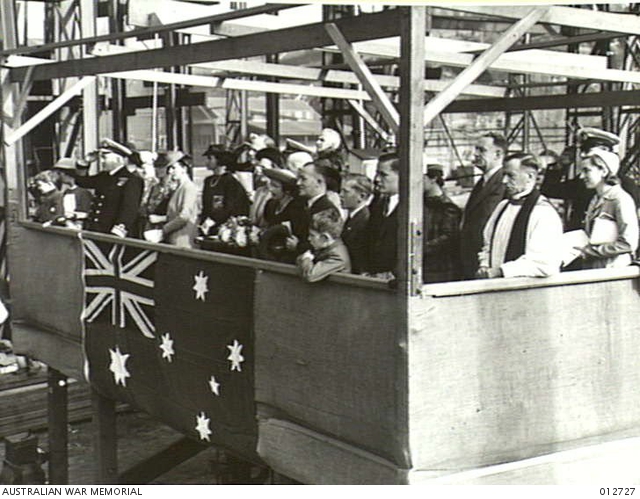 LAUNCHING OF CORVETTE, H.M.A.S. INVERELL, SATURDAY 2 MAY 1942, BY THE ...