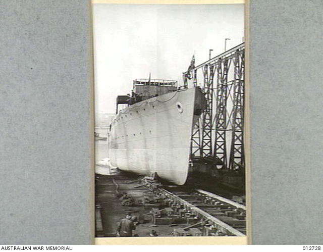 LAUNCHING OF CORVETTE, H.M.A.S. INVERELL, SATURDAY 2 MAY 1942, BY THE ...