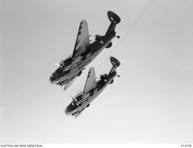 WESTERN DESERT. TWO LOCKHEED HUDSON AIRCRAFT TURNING ON TO A TARGET FOR ...