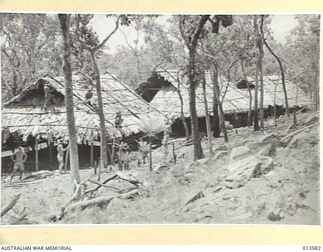 NORTHERN TERRITORY. LARGE SHELTERS BUILT BY AUSTRALIAN TROOPS USING ...
