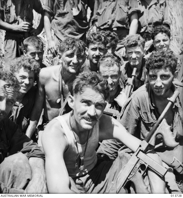 These Australians have just come 100 yards back from the front for food ...