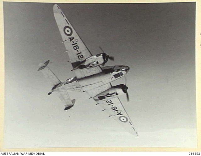 Aerial photograph of a Lockheed Hudson Bomber aircraft A16-12 of the ...