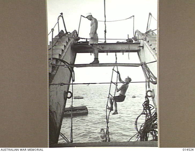 The Royal Australian Navy (RAN) on boom defence duty at Darwin harbour ...