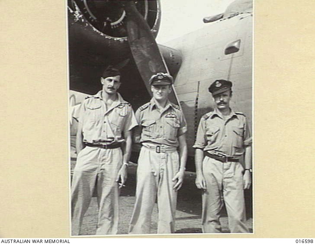 NEW GUINEA. SHOWN: F/LT T. CALDER OF BRISBANE, Q'LD, F/LT R. OVERHEU ...