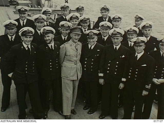 Group portrait of the ship's officers of HMAS Westralia which took part ...